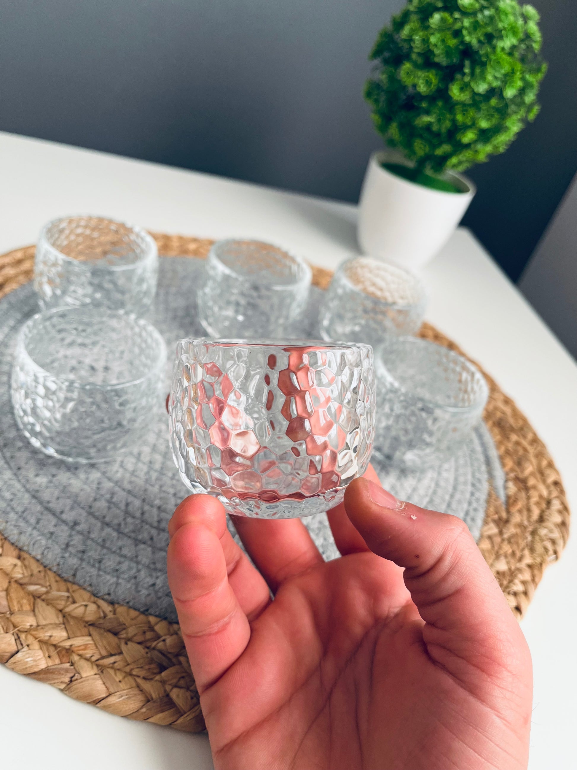 6 Glass cup 7cm*7cm coffee(كره) – Seragmounirdesigns